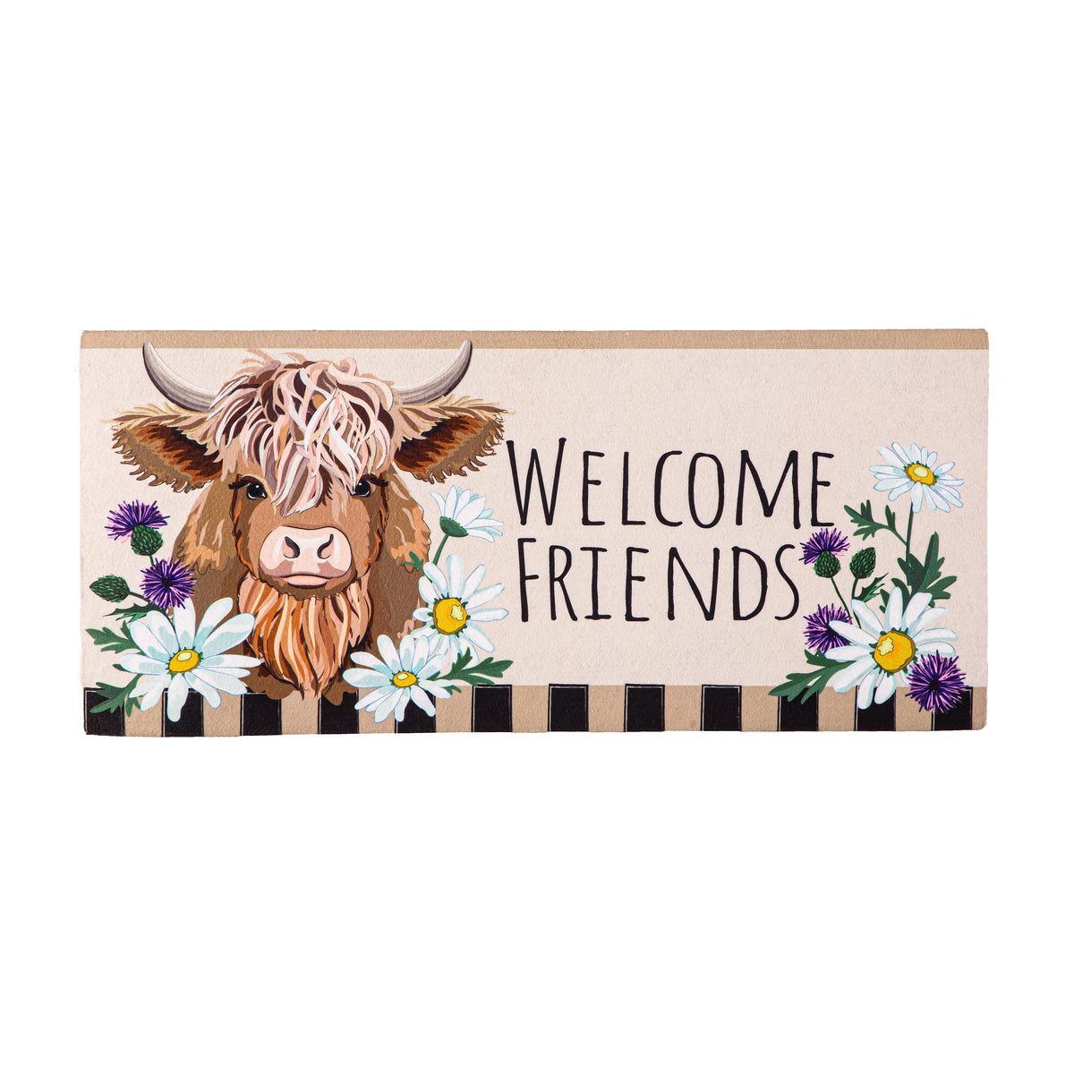 Highland Cow Welcome Friends Sassafras Switch Mat – Evergreen