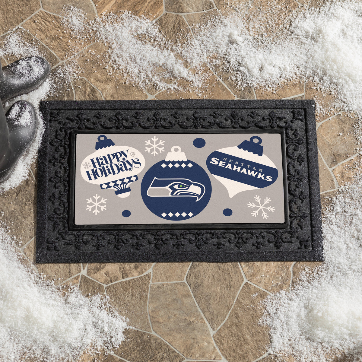 Seattle Seahawks Holiday Flocked Coir Sassafras Switch Mat, 22"x10 ...