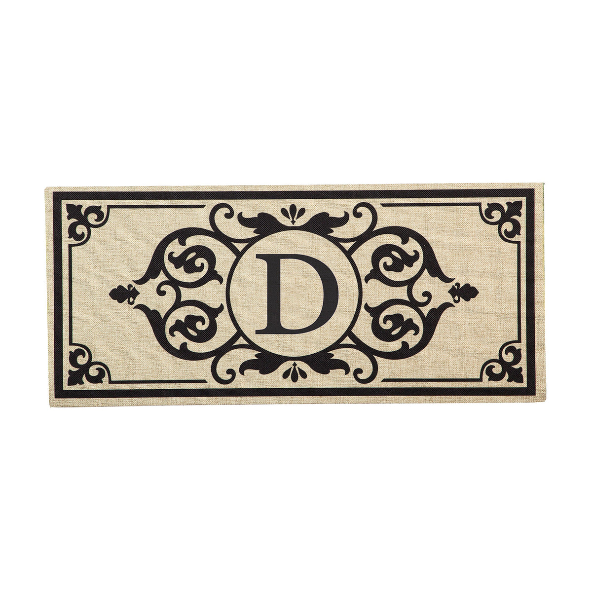 Cambridge Monogram Burlap Sassafras Switch Mat, Letter D – Evergreen