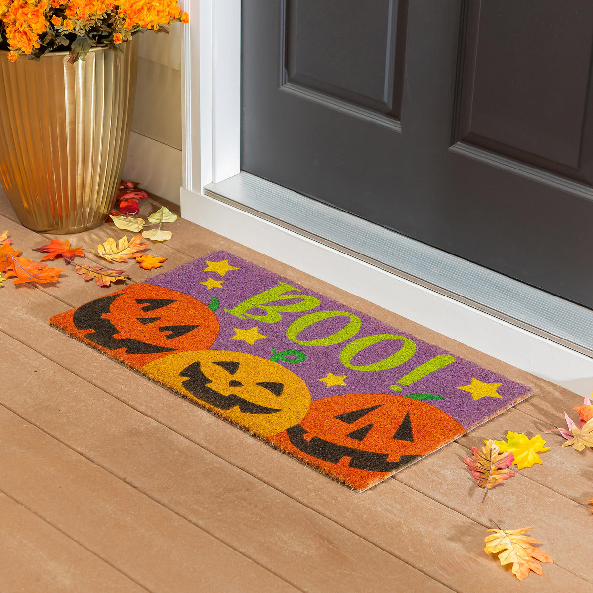 Jack O'Lantern Pumpkin Boo Coir Mat – Evergreen