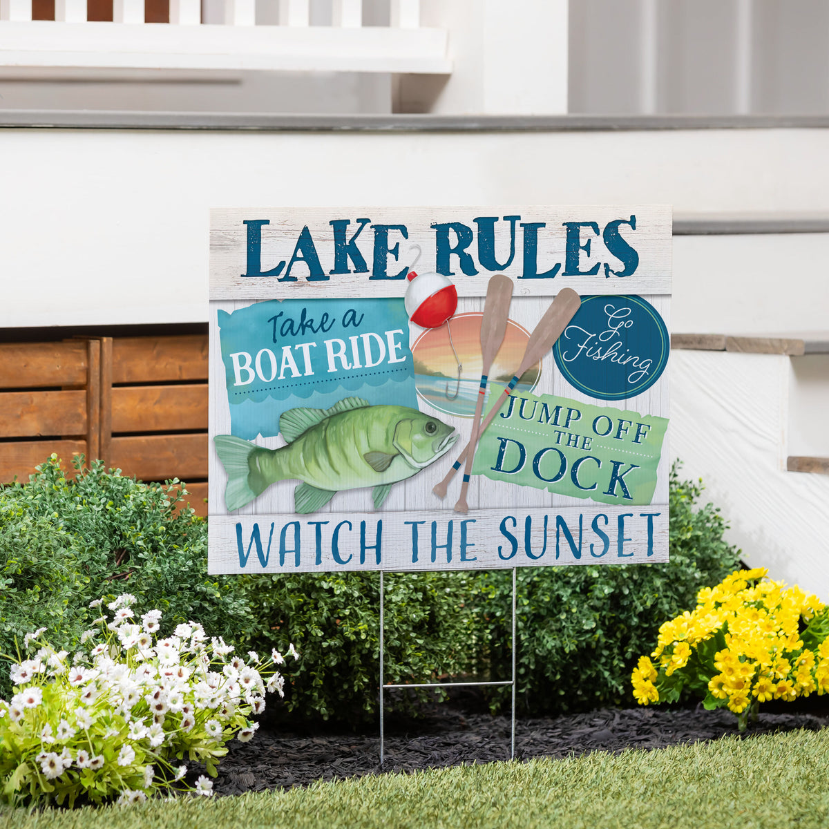 Palm Beach Coastal Coroplast Yard Sign with H-Stake, Lake Rules – Evergreen