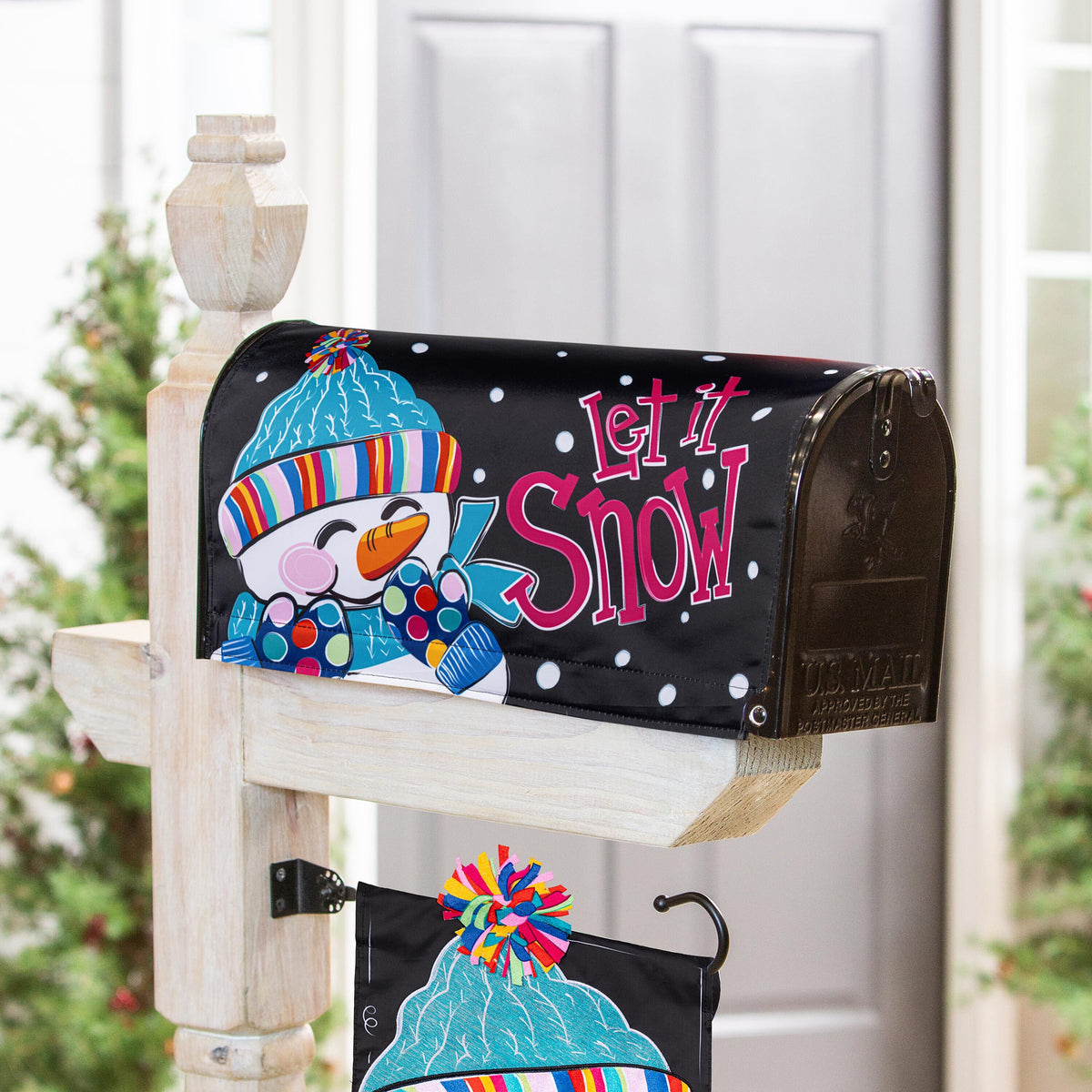 Let It Snow-Man Mailbox Cover – Evergreen