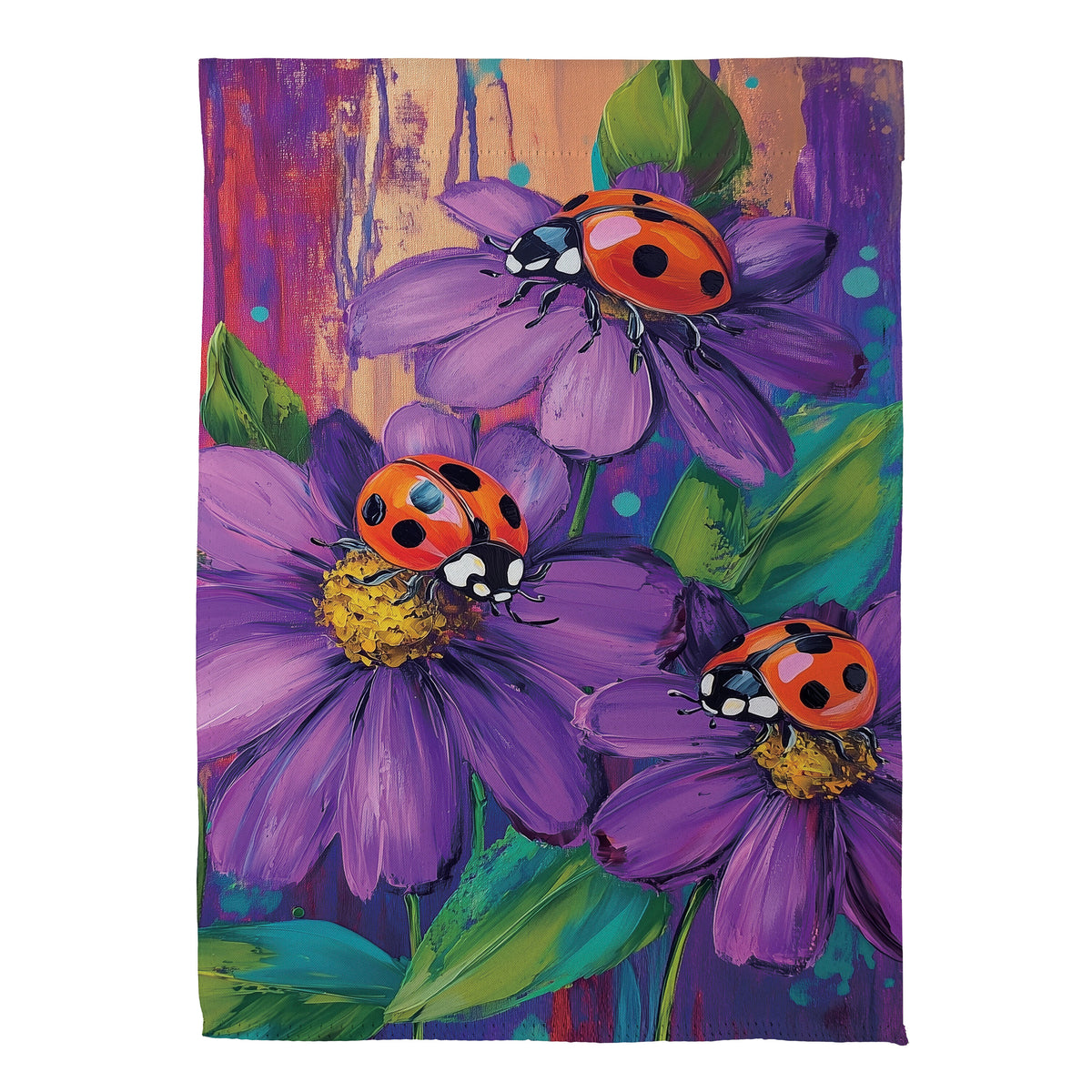 Zinnia & Ladybugs Suede House Flag – Evergreen